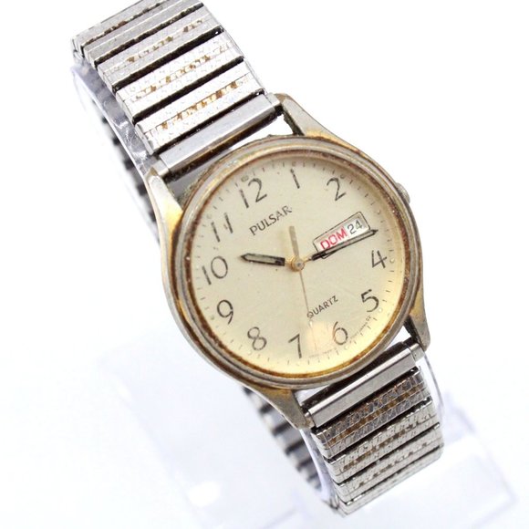 Pulsar | Accessories | Vintage Pulsar Watch Mens Gold Tone Stainless ...
